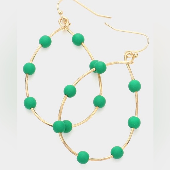 Jewelry | Colored Pop Dot Teardrop Gold Dangle Earrings In Kelly Green ...